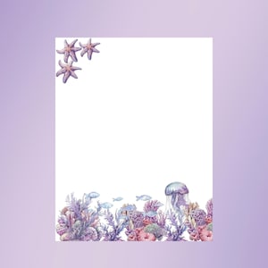 Sea Marine Printable Stationery-watercolor Ocean Writing Set A4/A5/US ...