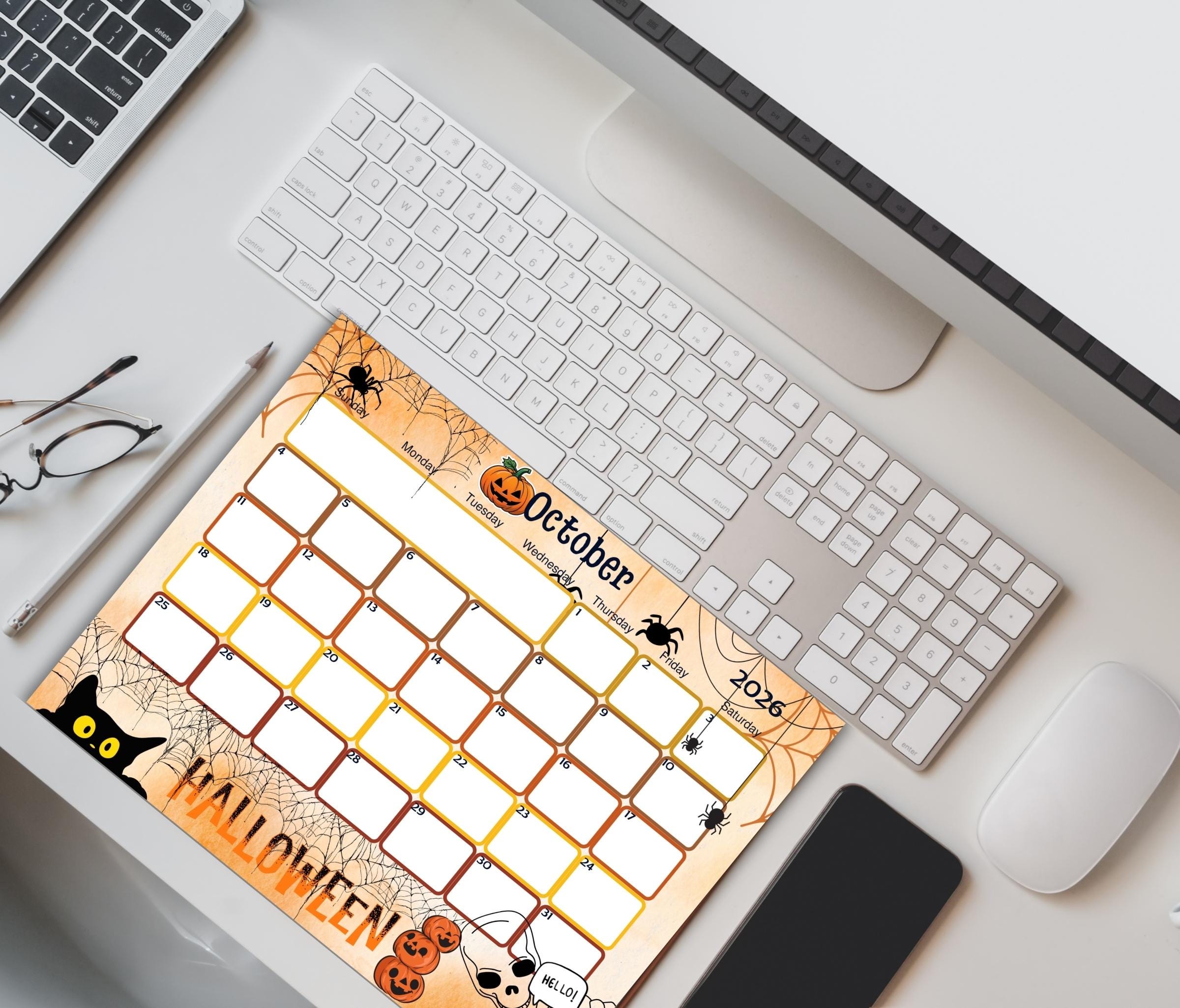 Editable Printable October 2026 Calendar-cute Spooky Halloween 2026 ...