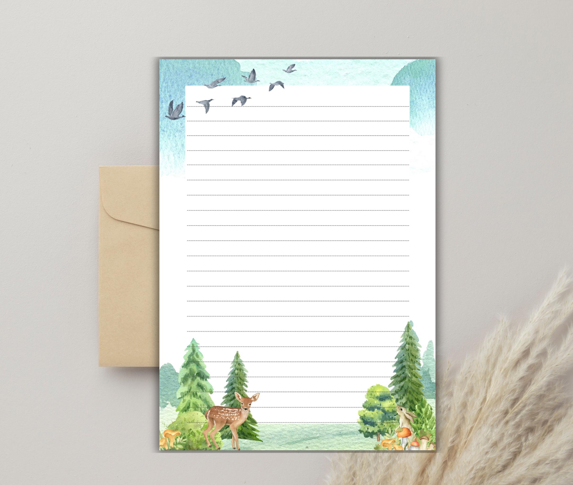 Woodland Animals Printable Stationery-forest Animal Writing Paper Lined ...