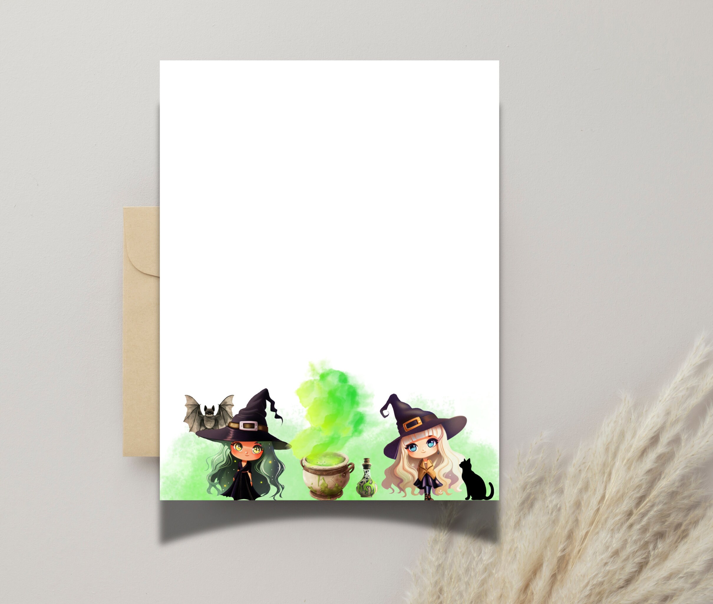 Cute Halloween Witches Printable Stationary-halloween Writing Paper Set ...