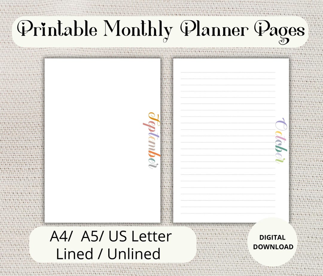 Monthly Planner Inserts-watercolor Planner Insert-printable Monthly ...