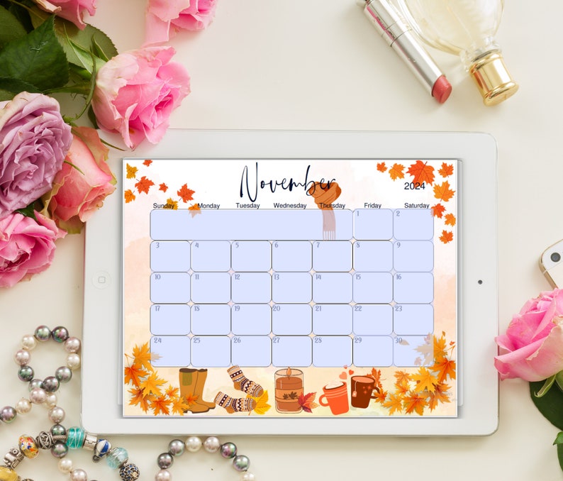 Editable November 2024 Printable Calendar-autumn Monthly Planner ...
