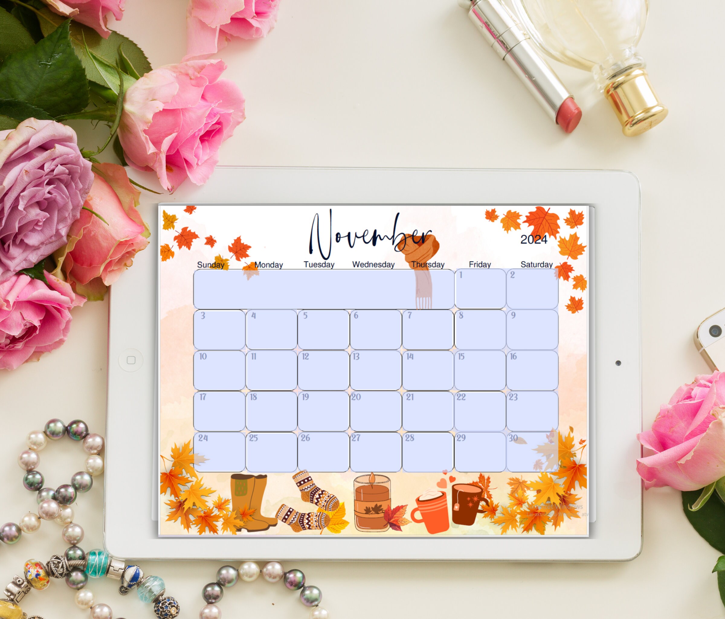 Editable November 2024 Printable Calendar-autumn Monthly Planner ...