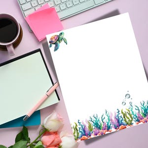 Turtle Sea Writing Set ,marine Printable Stationery,watercolor Writing ...