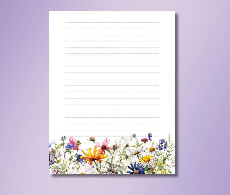 Wildflower Writing Set,flower Printable Stationery,floral Writing Paper ...