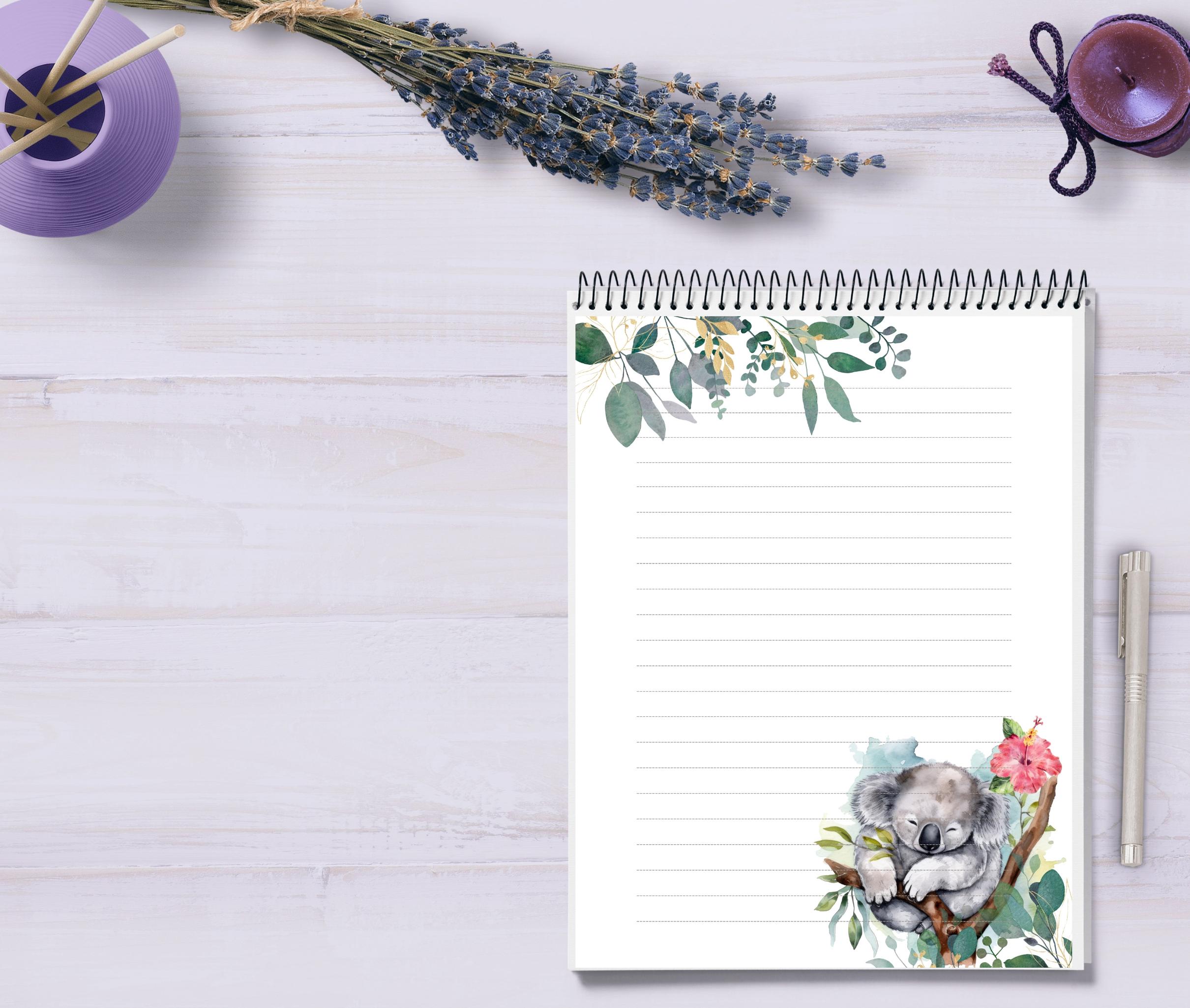 Koala Printable Stationery-cute Animal Writing Paper Set-kids ...
