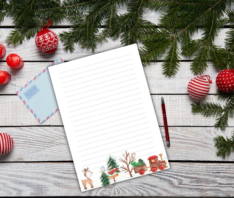 Winter Animal Printable Stationery/christmas Stationary Holiday Letter ...