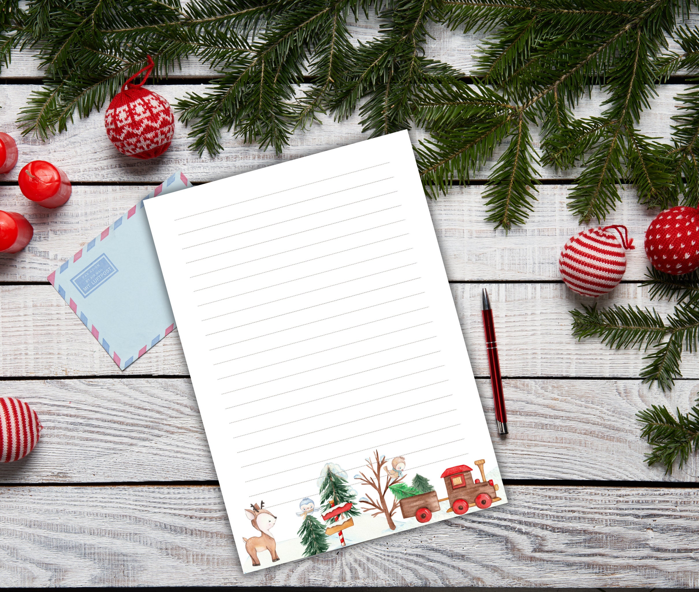 Winter Animal Printable Stationery/christmas Stationary Holiday Letter ...