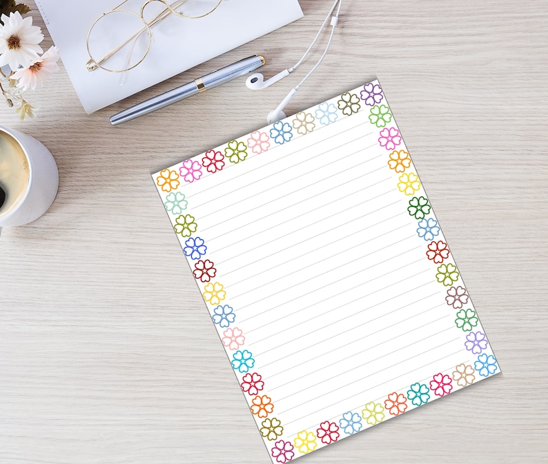 Colorful Flower Printable Stationery-flowerstationary-writing Paper ...