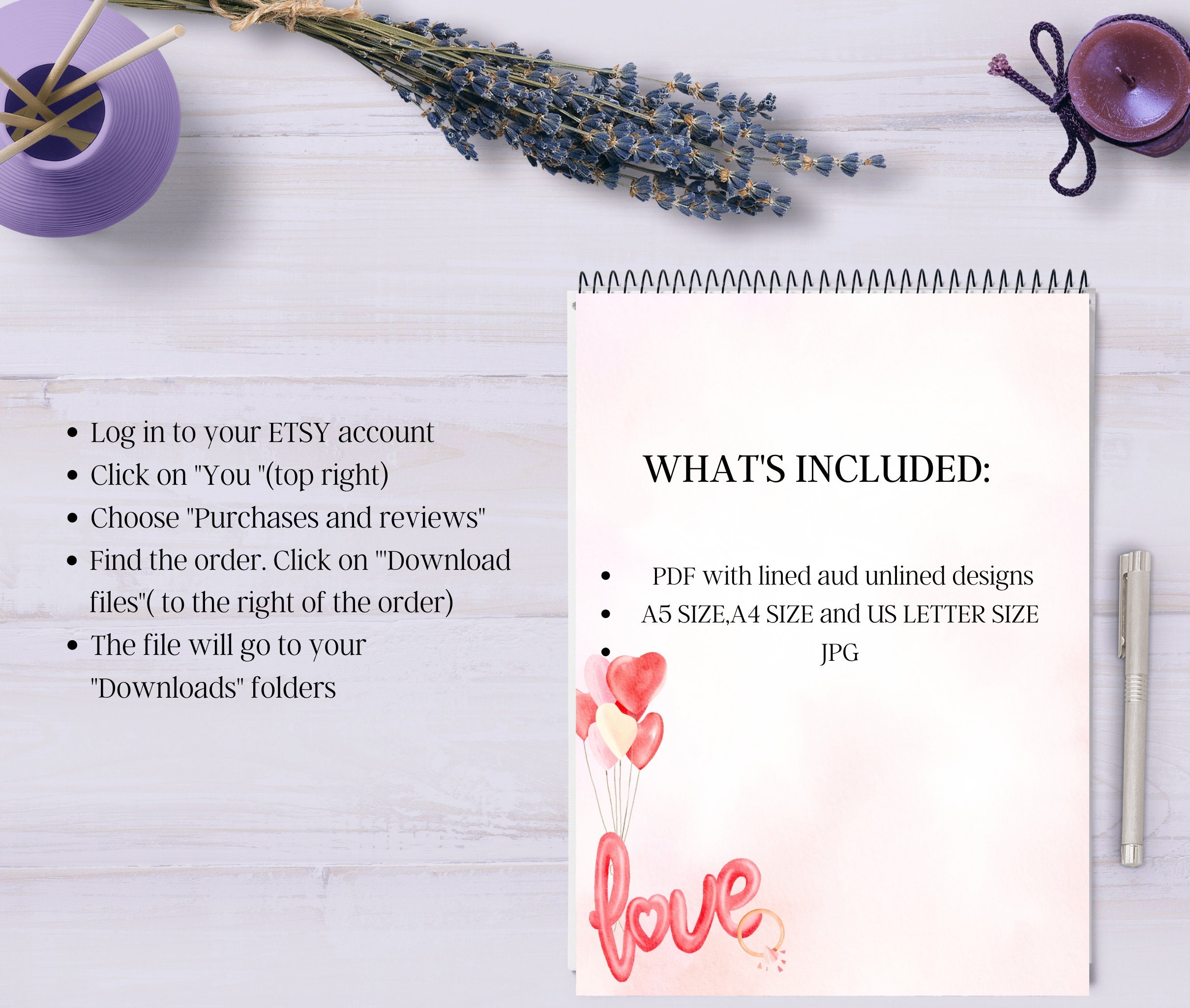 Love Heart Printable Stationery-heart Stationary-valentine Heart ...