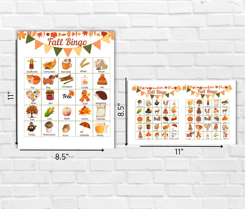 Fall Bingo,printable 50 Unique Bingo Cards,classroom Game,autumn Bingo ...