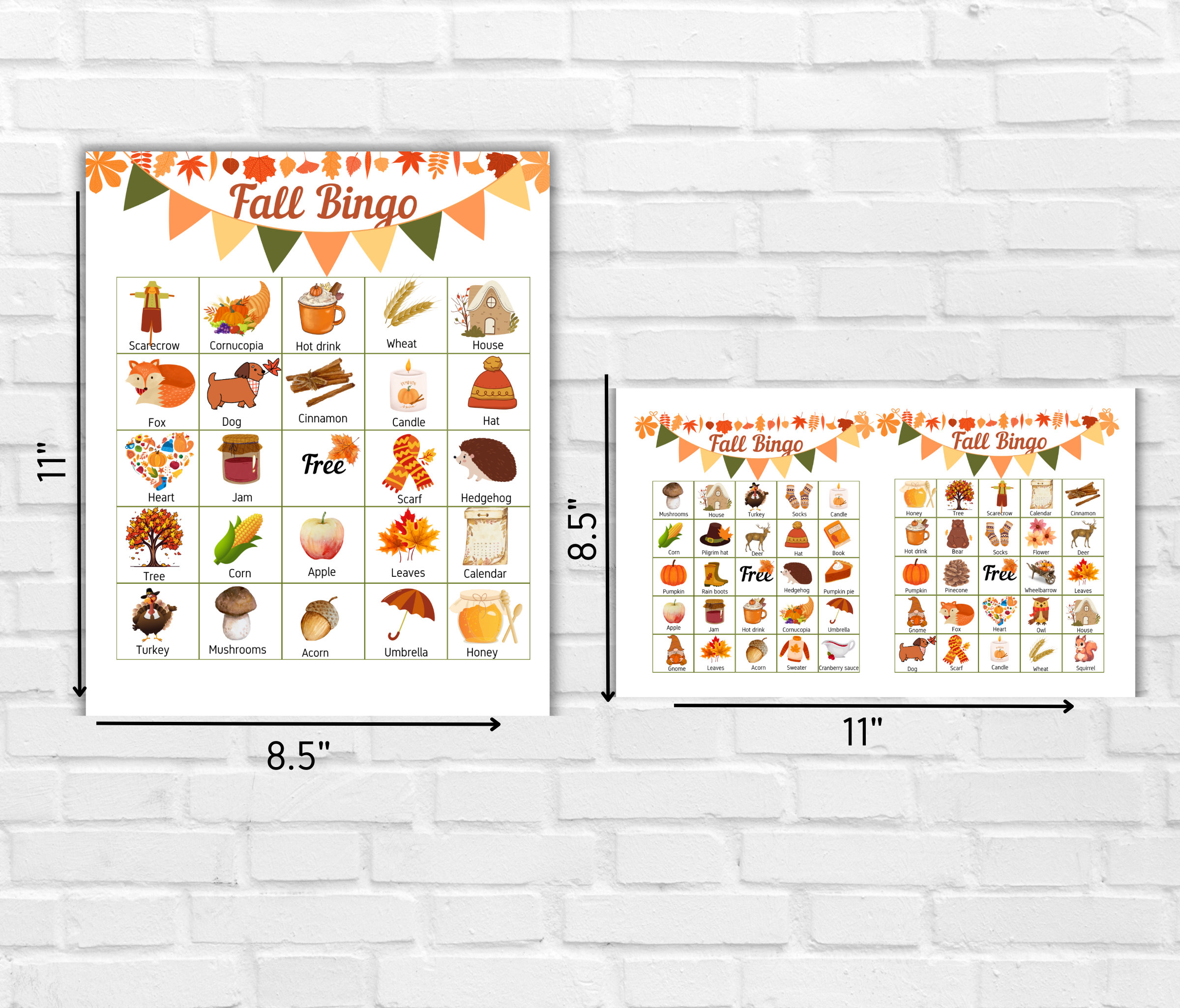 Fall Bingo,printable 50 Unique Bingo Cards,classroom Game,autumn Bingo ...
