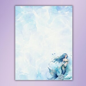 Watercolor Mermaid Printable Stationery-marine Writing Paper Set A4/A5 ...