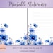 Blue Flower Printable Stationery-watercolor Flower Stationary-digital ...