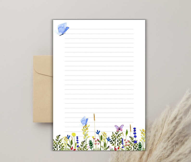 Wildflower Writing Set ,flower Printable Stationery,floral Writing ...