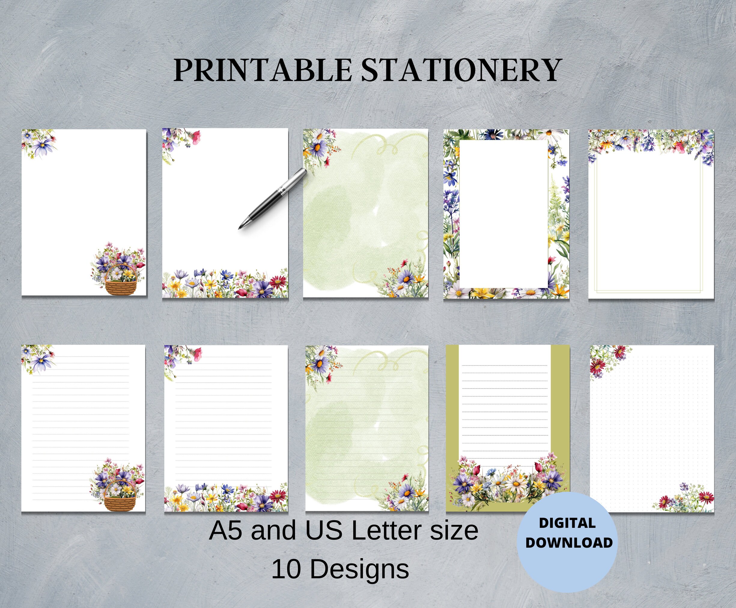 Printable Writing Paper,letter Writing Bundle,digital Download ...
