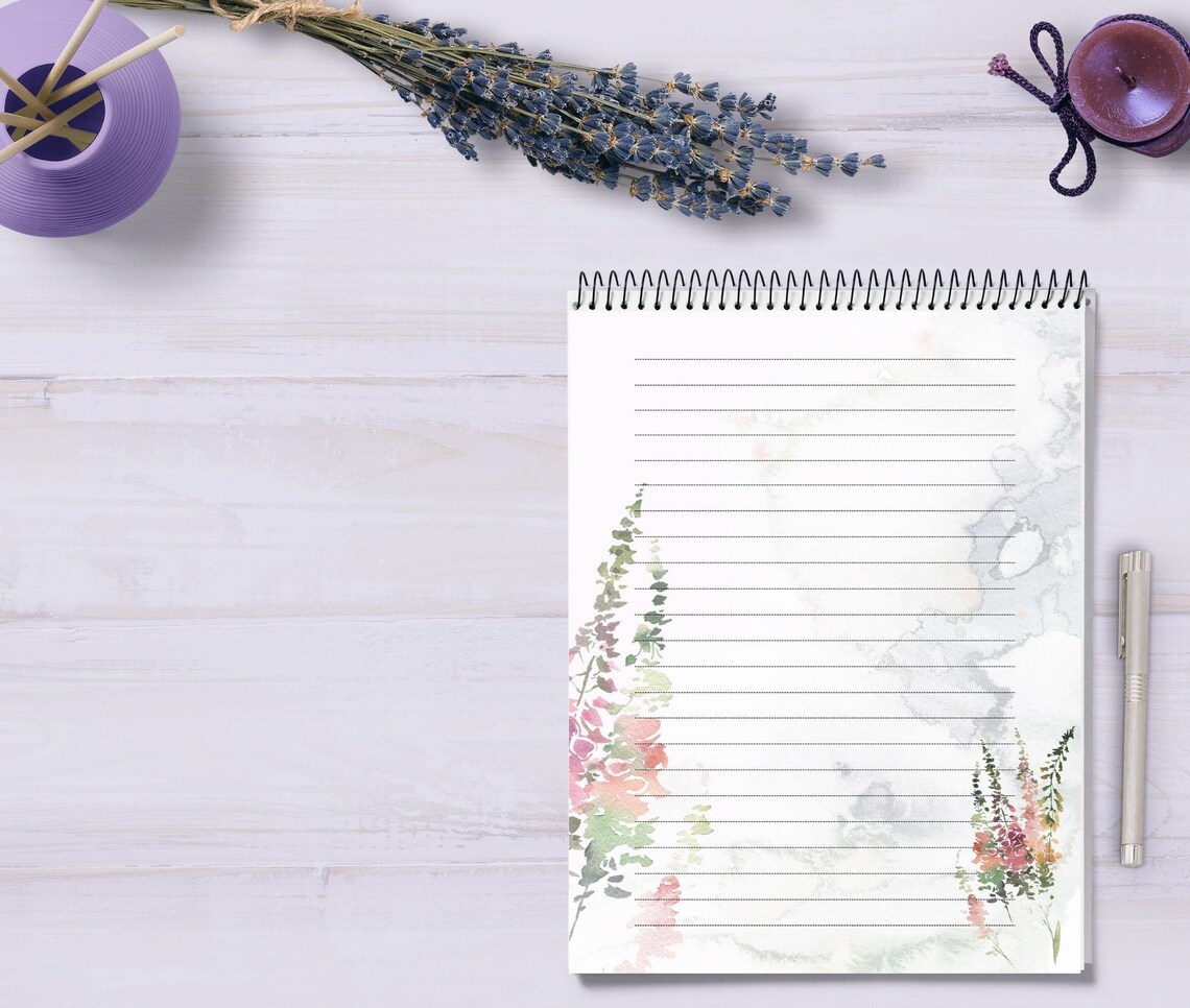 Watercolor Flower Printable Stationery Wildflower Stationary Floral ...