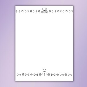 Dog Lover Printable Stationery-dog Paw Writing Letter Paper Set Lined ...