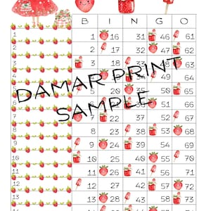 Strawberry Printable Bingo Boards-instant Download -fruit Bingo Boards ...