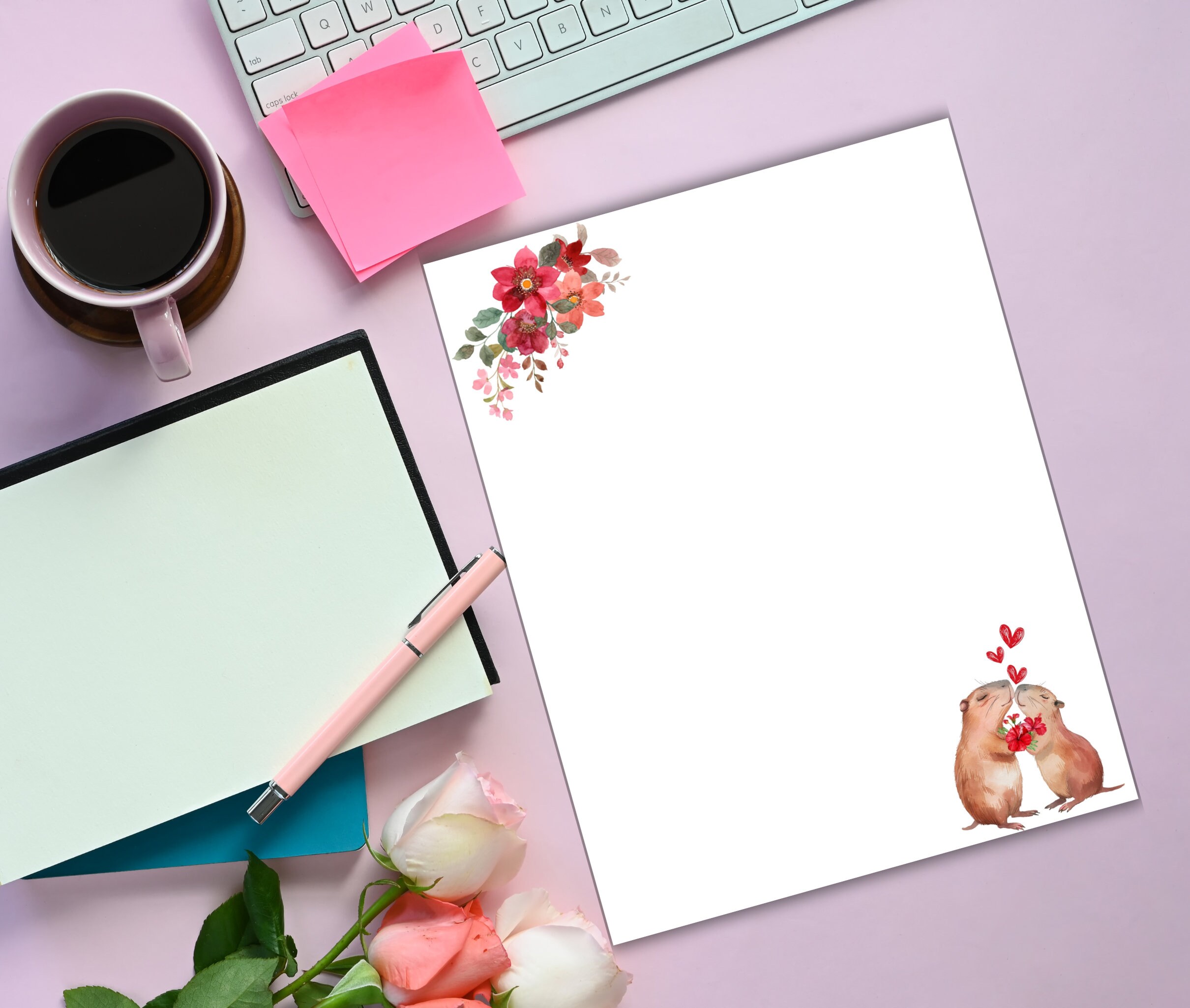 Capybara Lover Printable Stationery-adorable Capybara-animal Writing ...