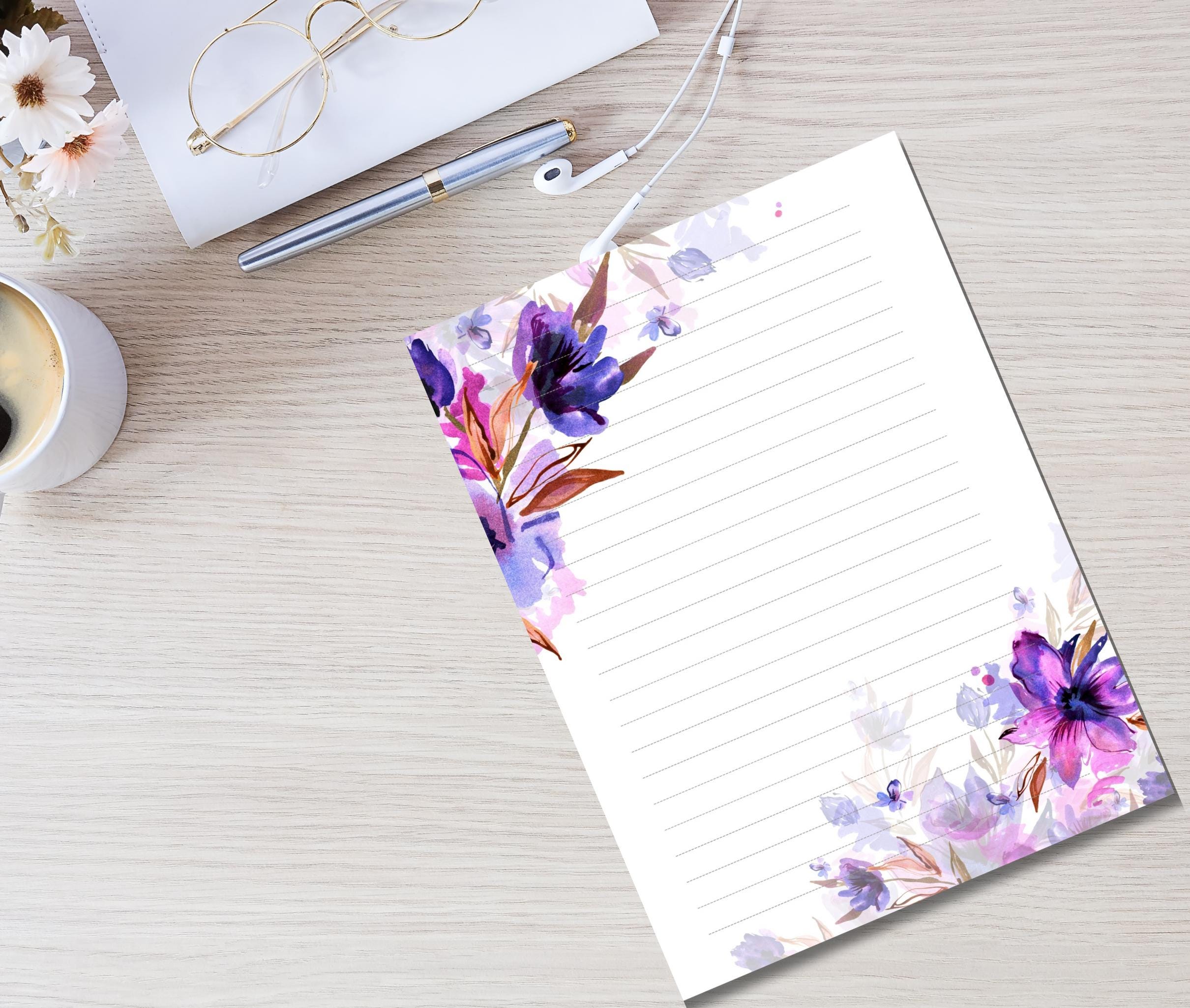 Printable Stationary,floral Flower Printable Stationery,writing Paper ...