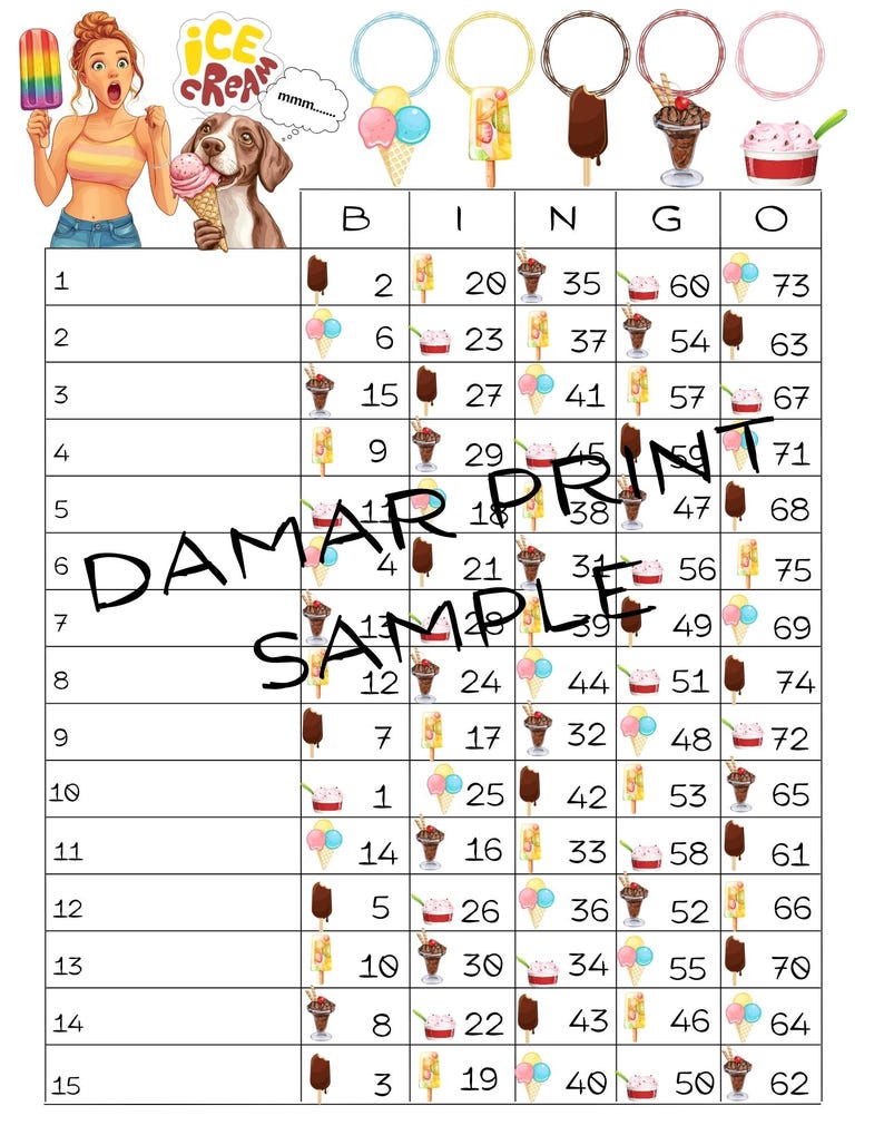 Ice Cream Printable Bingo Boards-instant Download -summer Bingo Boards ...