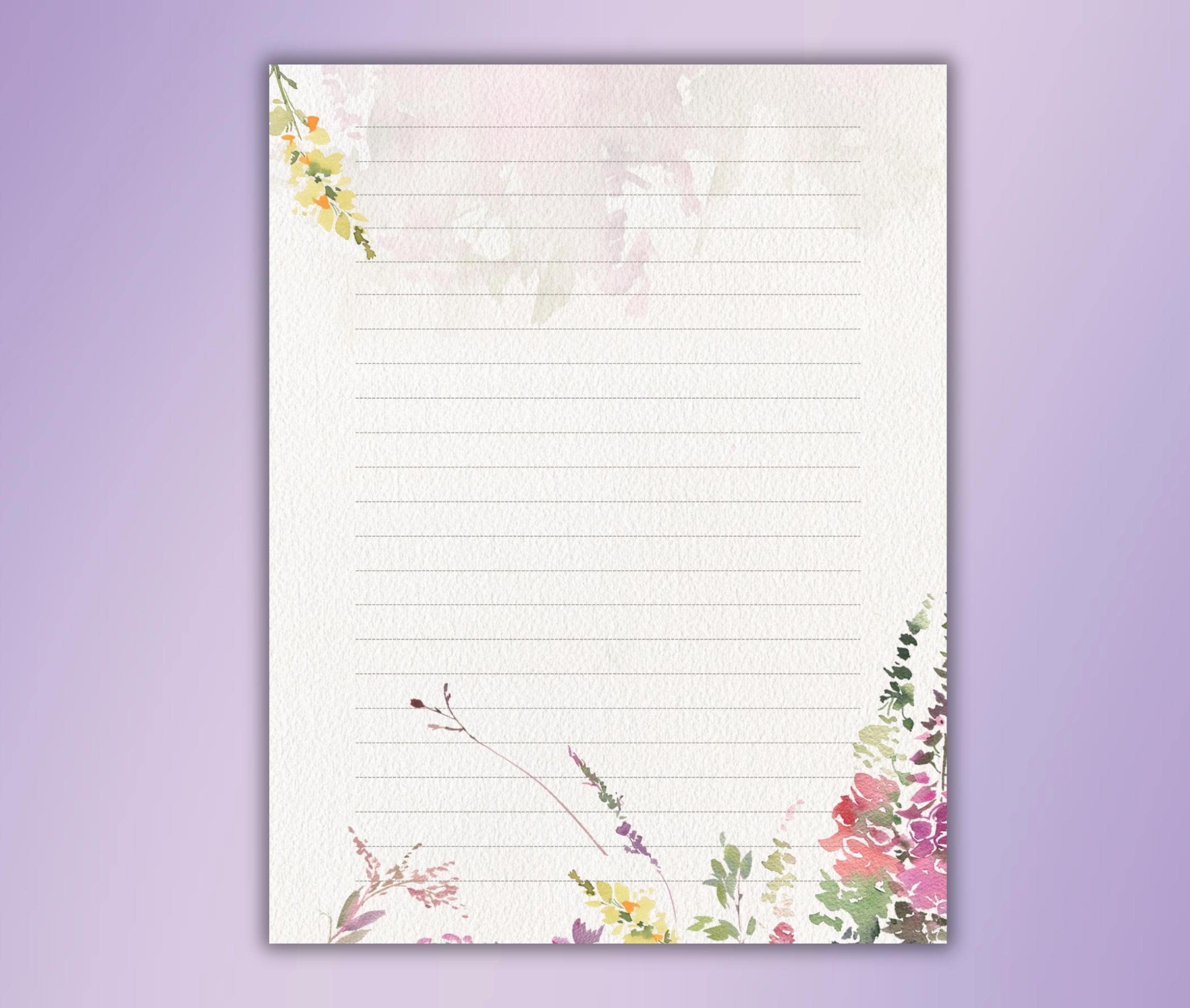 Wildflower Stationary Watercolor Printable Stationery,penpal Stationary ...