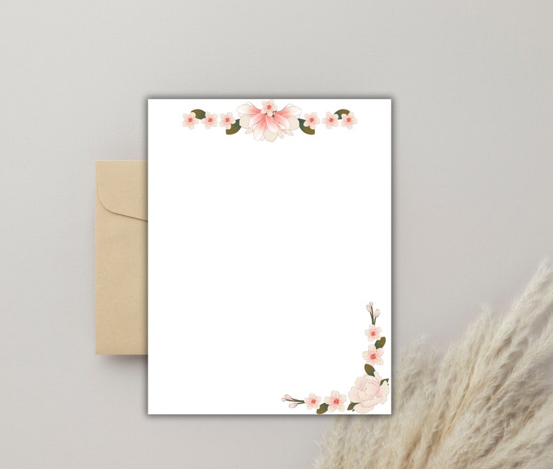 Flower Printable Stationery-floral Writing Paper Set A4/A5/US Letter ...