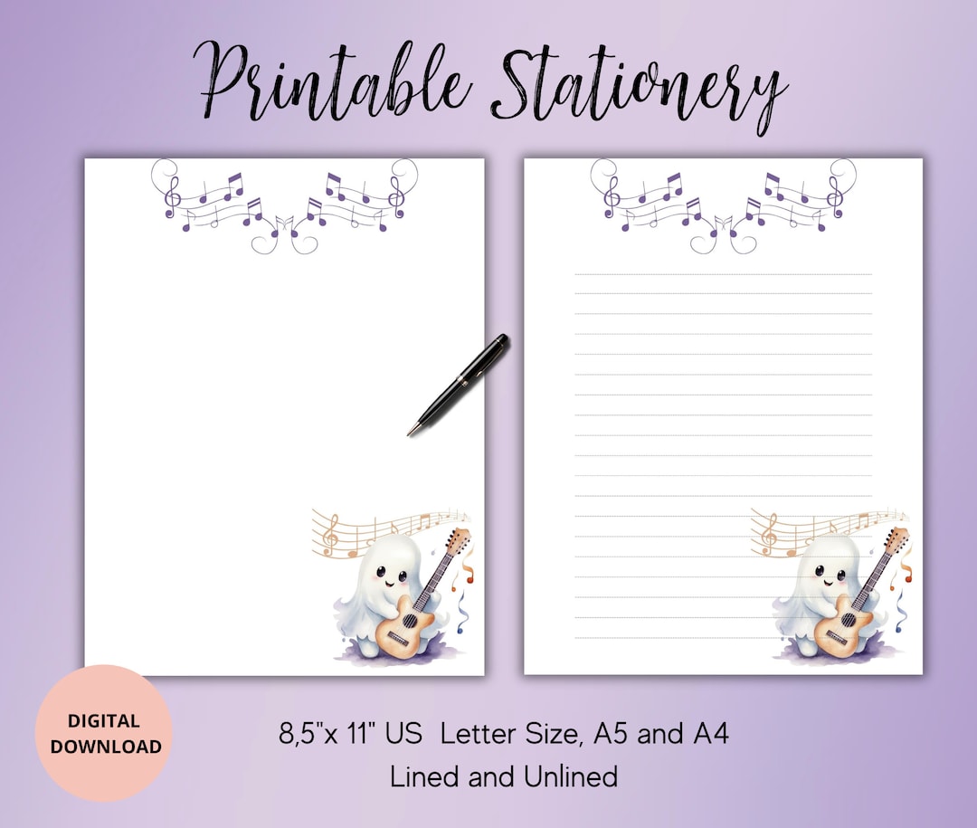 Printable Stationary,cute Ghost Printable Stationery,printable Writing ...