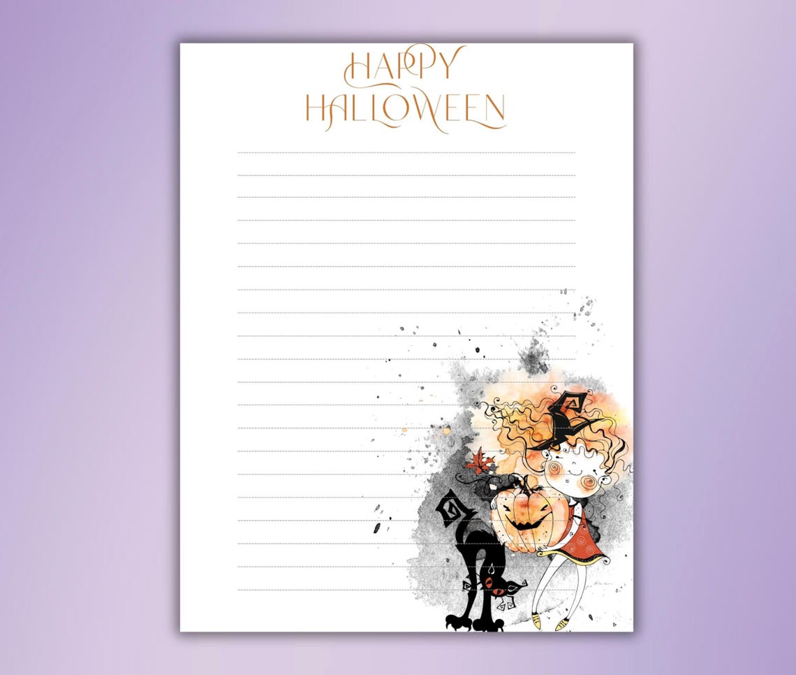 Happy Halloween Printable Stationery, Digital Letter,autumn Printable ...