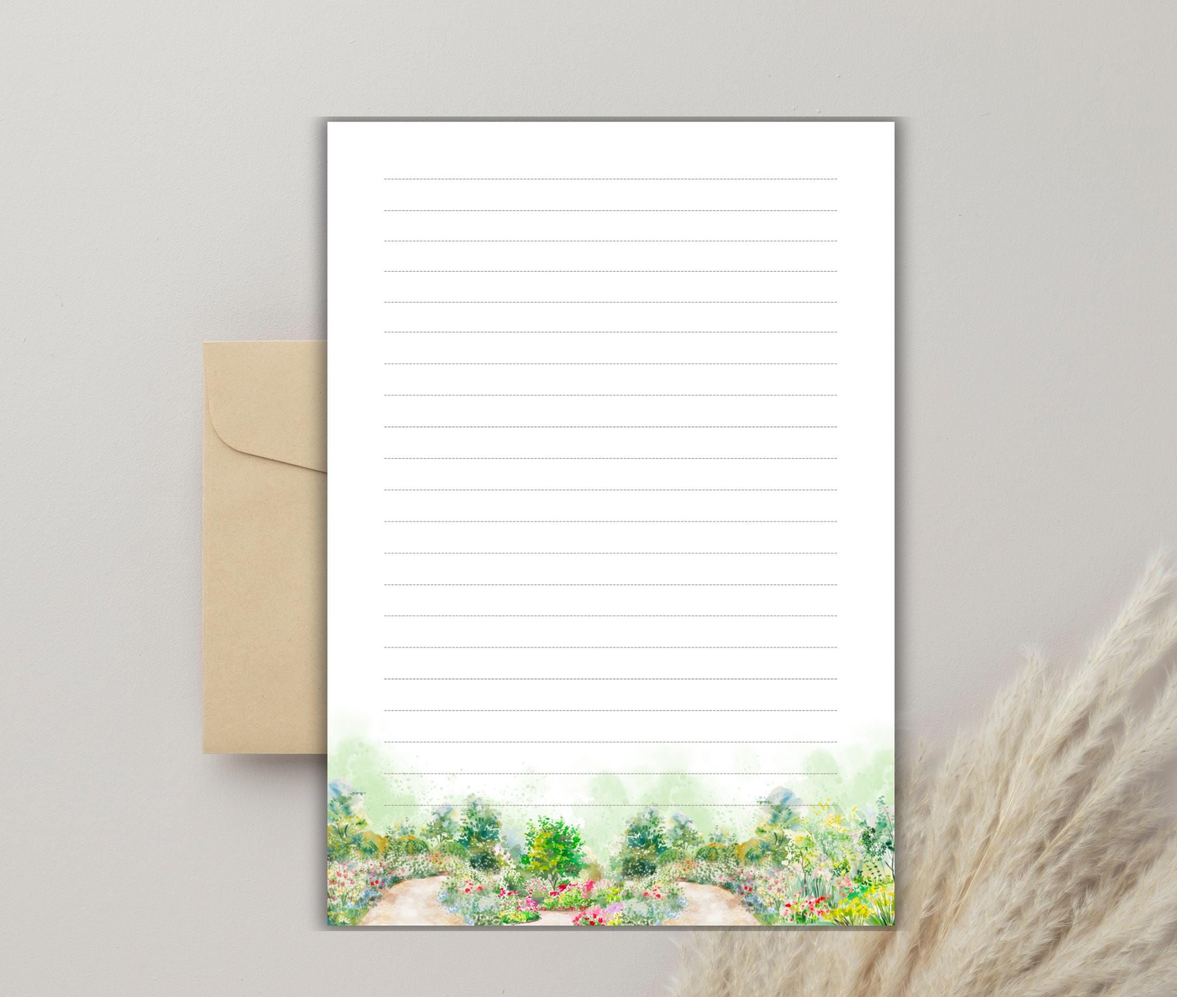Watercolor Spring Scene Printable Stationery Set-spring Garden Writing ...