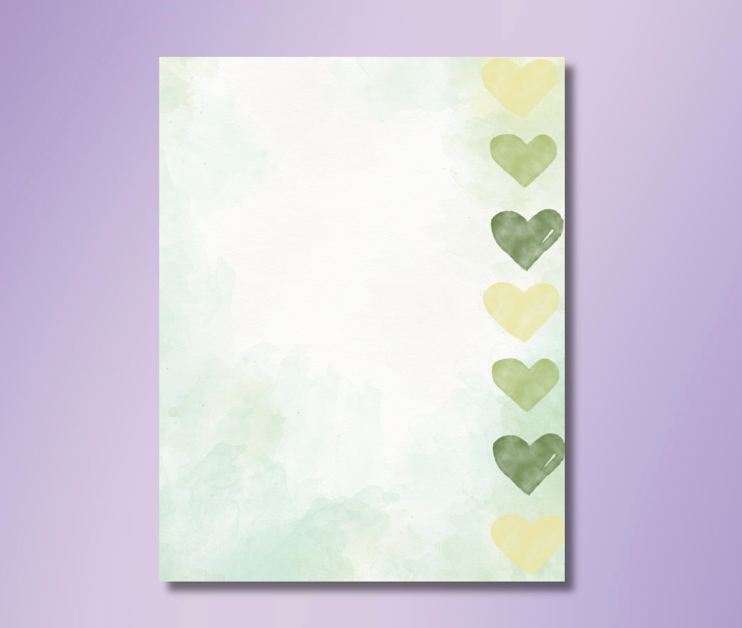 Heart Printable Stationerywatercolor Stationarydigital - Etsy
