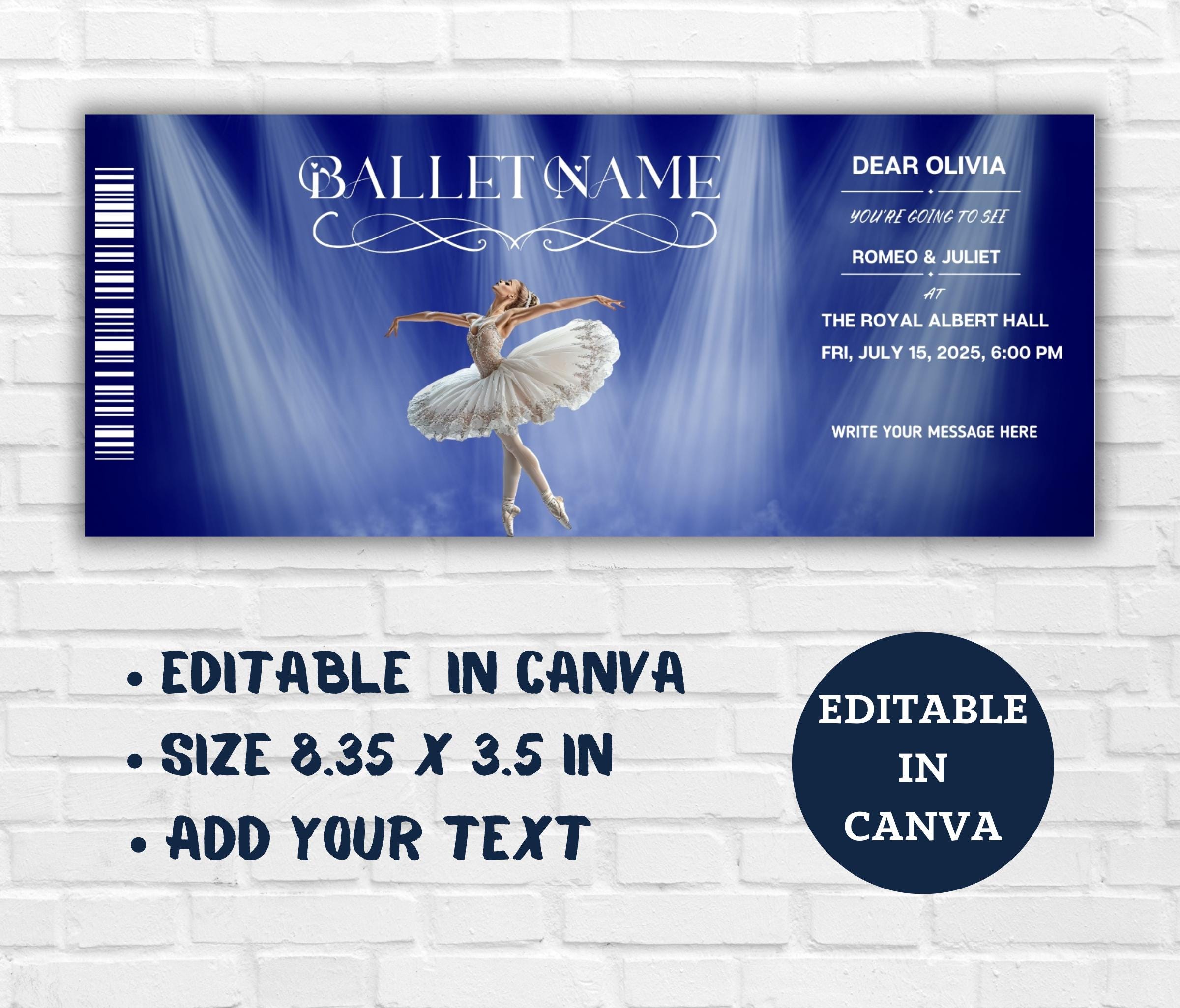 Editable Ballet Ticket Template-ballet Gift Ticket-ballet Lover Gift ...