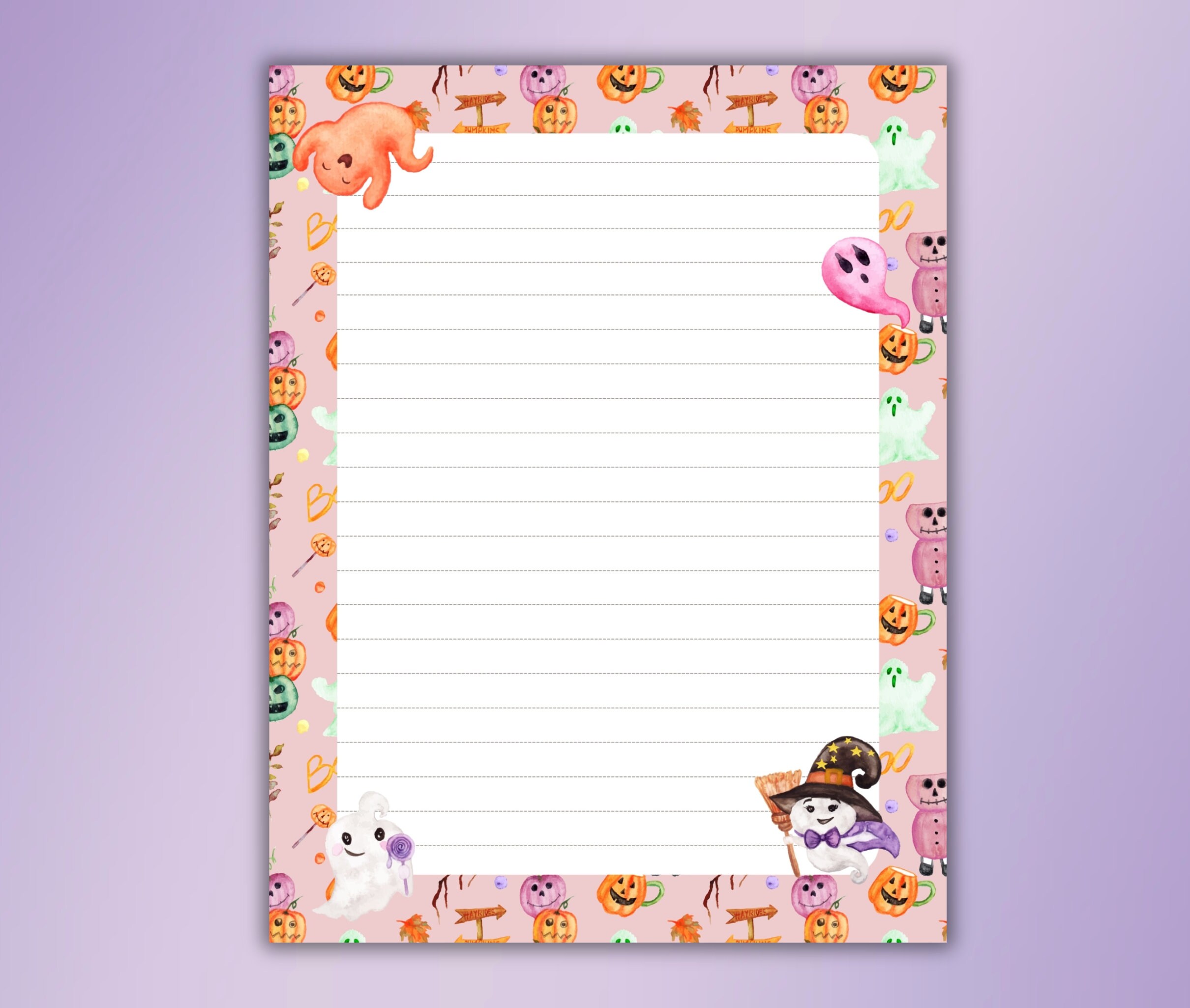 Cute Ghosts and Pumpkin-cute Halloween Notepaper-autumn Printable ...