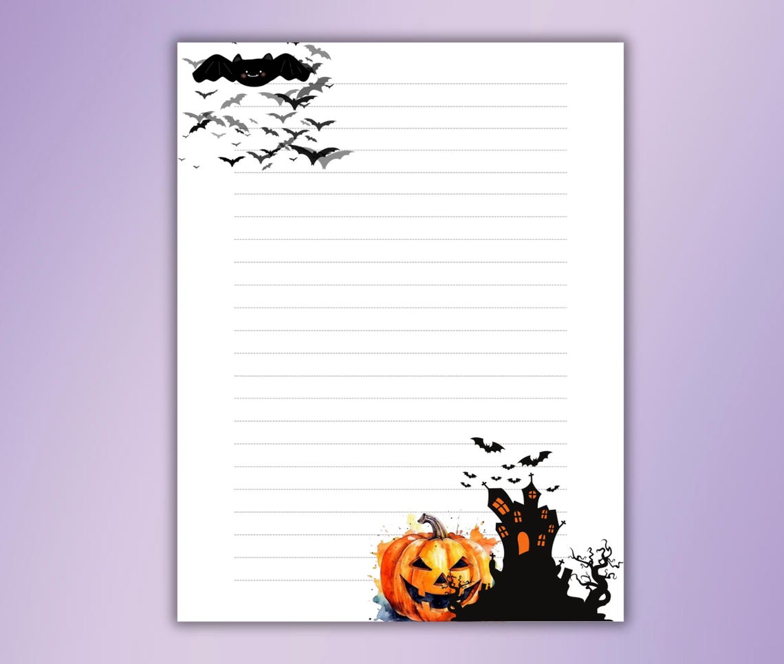 Pumpkin Printable Stationery,halloween Stationary,printable Writing ...