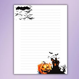 Pumpkin Printable Stationery,halloween Stationary,printable Writing ...