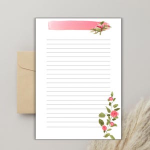 Rose Writing Set,flower Printable Stationery,floral Writing Paper ...