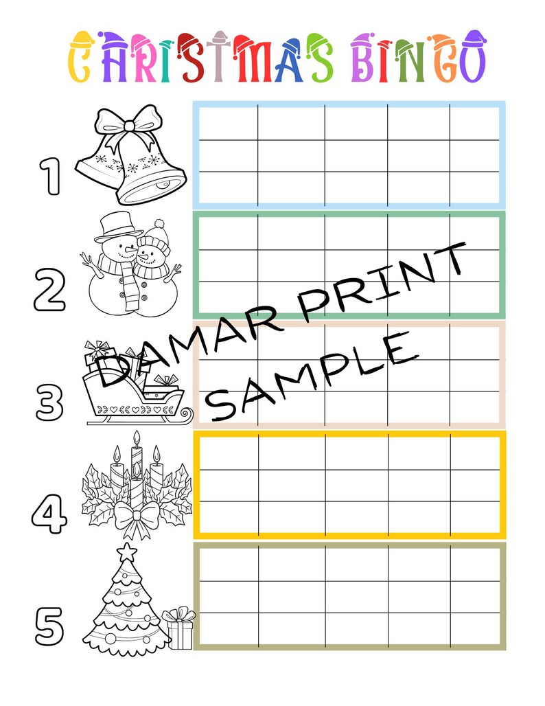 Coloring Christmas Bingo Boards - Instant Download -printable Winter ...