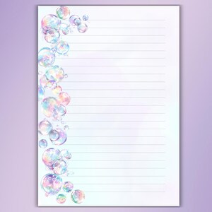 Watercolor Bubbles Printable Stationery-watercolor Writing Paper ...