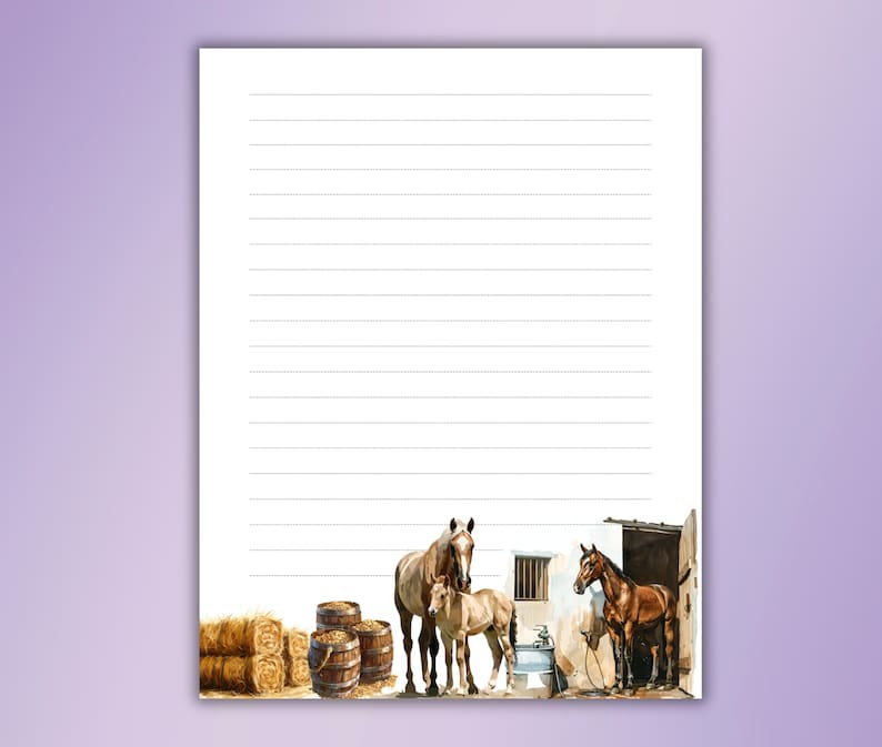 Horses in the Stable Printable Stationery-cute Horse Writing Printable ...