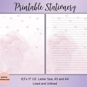 Heart Printable Stationery,digital Download,valentine's Day Printable ...