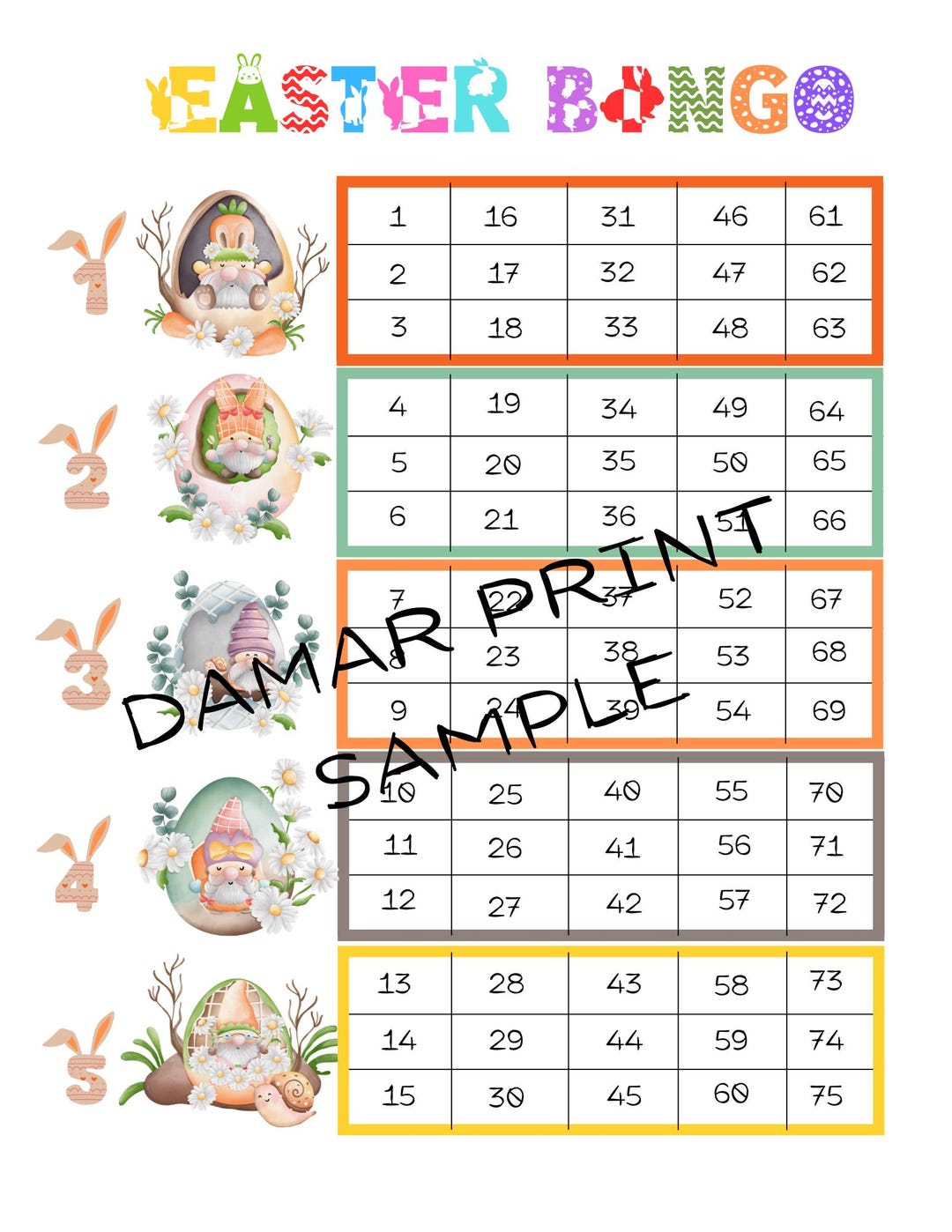 Easter Printable Bingo Boards-instant Download -spring Bingo Boards ...