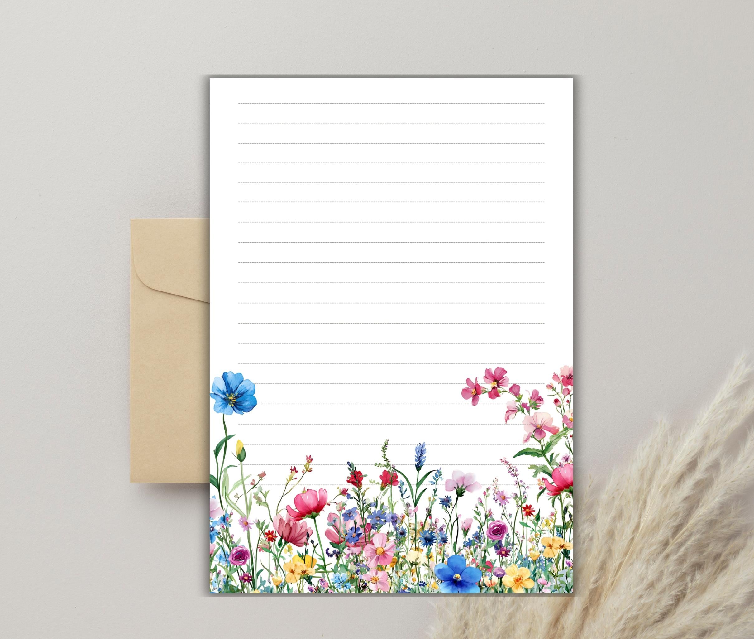 Wildflower Printable Stationery-flower Writing Paper Unlined Lined A5 ...
