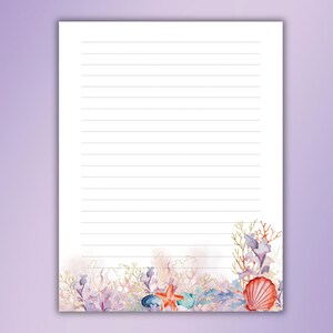 Undersea World Printable Stationery- Sea Marine Ocean Writing Set-watercolor Writing Paper A4/A5 ...