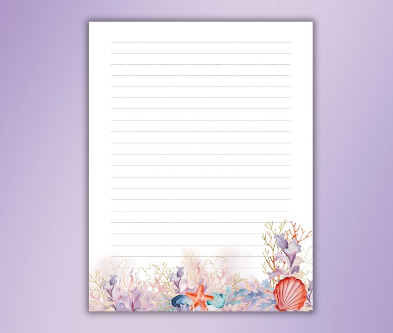 Undersea World Printable Stationery- Sea Marine Ocean Writing Set ...