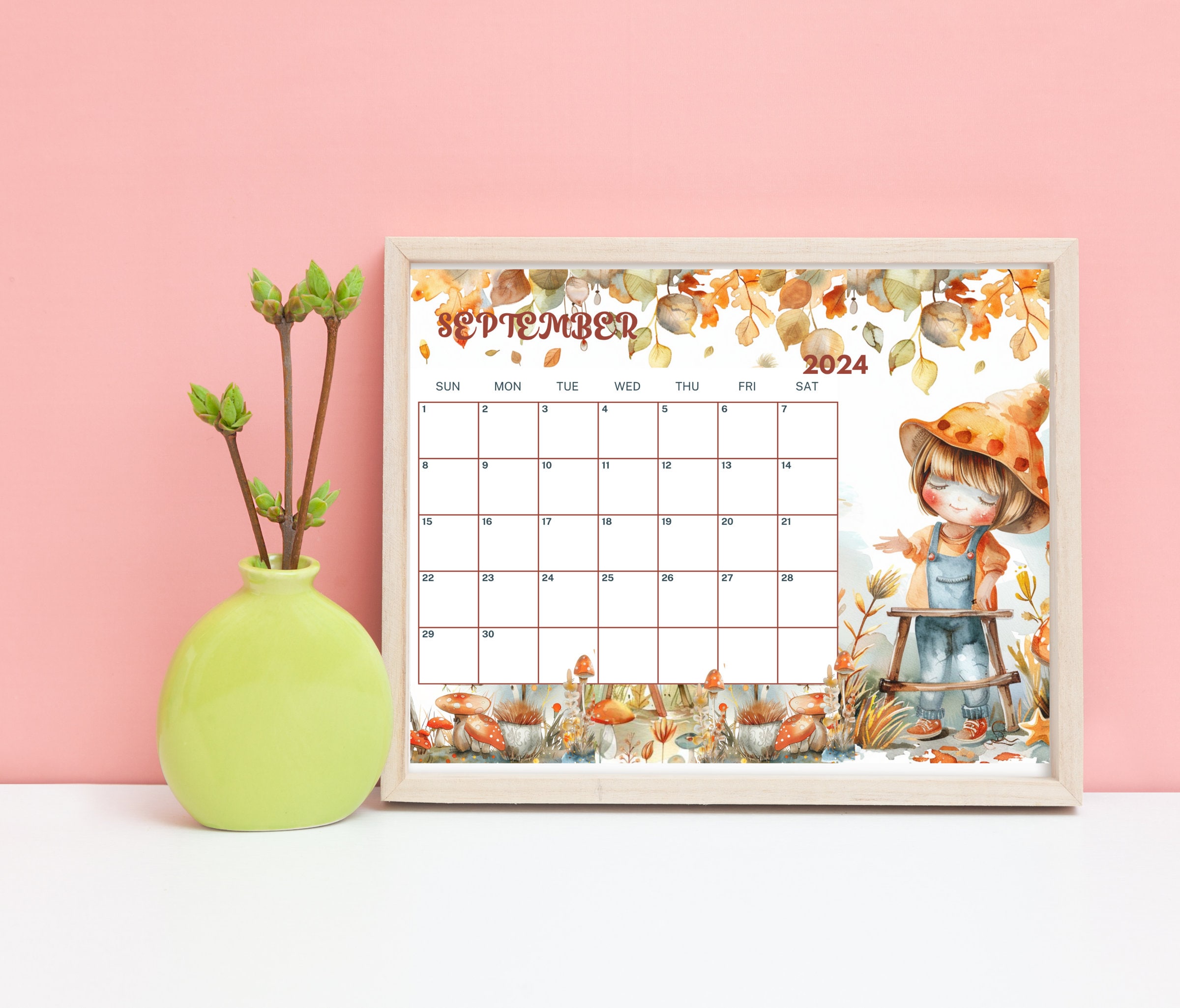 September 2024 Editable Printable Calendar-autumn Gnome Printable ...
