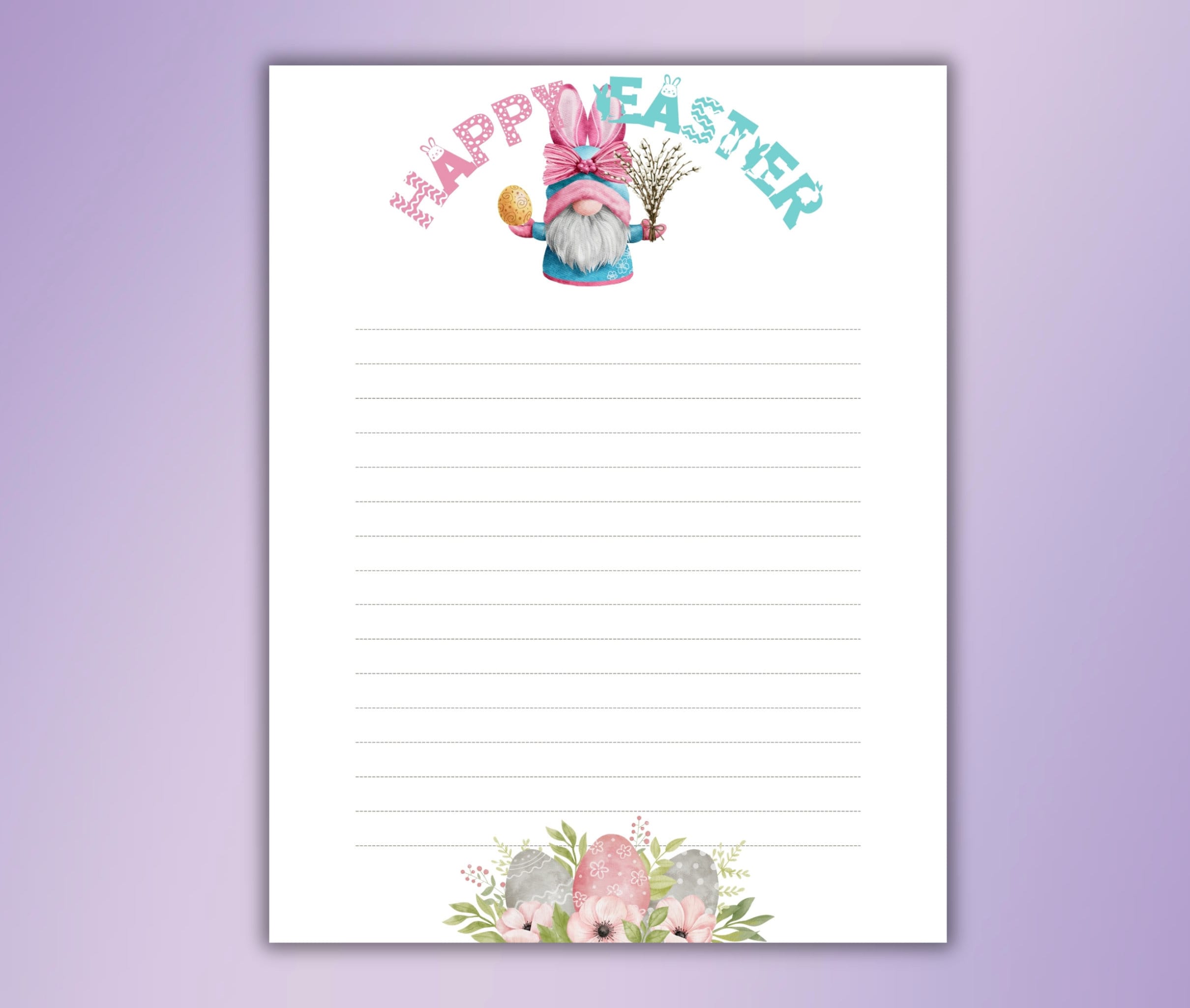 Easter Writing Paper Set Unlined Lined A5/a4/usletter-easter Printable ...
