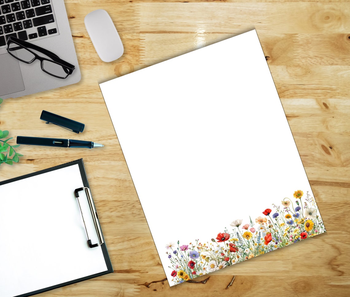 Meadow Unlined Lined Printable Stationery-field Blooms Writing Paper ...