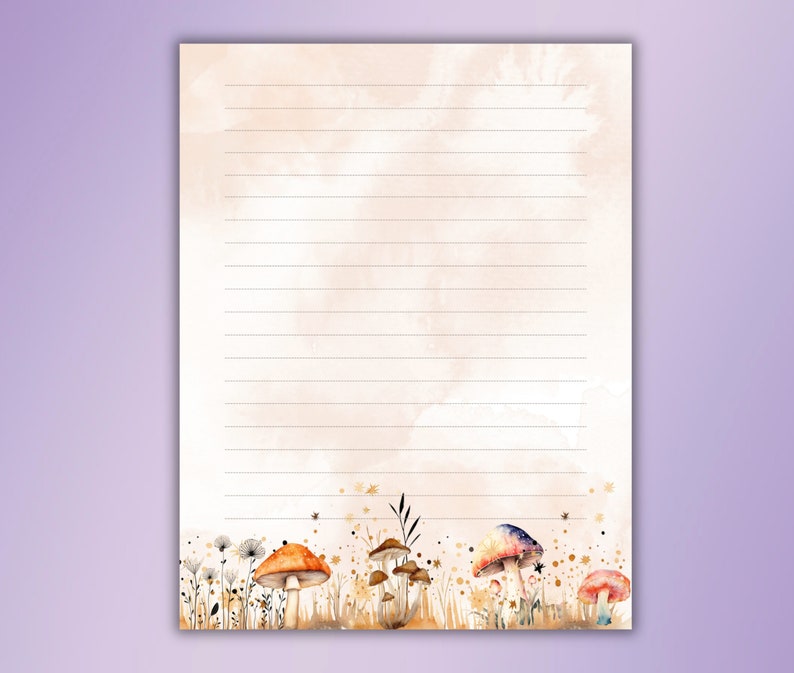Mushroom Printable Stationery-mushrooms Stationery-floral Writing Paper ...