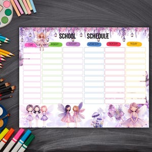 Editable Fairy School Schedule-school Planner Calendar-printable School ...